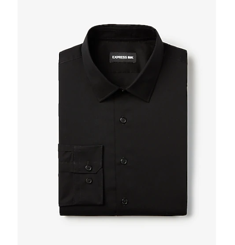 Express 00303805 Men Slim Solid Stretch 1MX Long Sleeve Shirt Black-GL ...